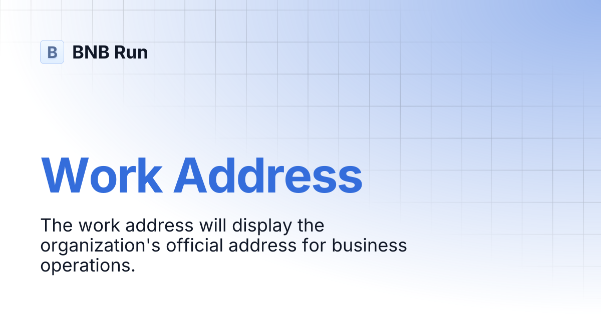 Work Address | BNB Run